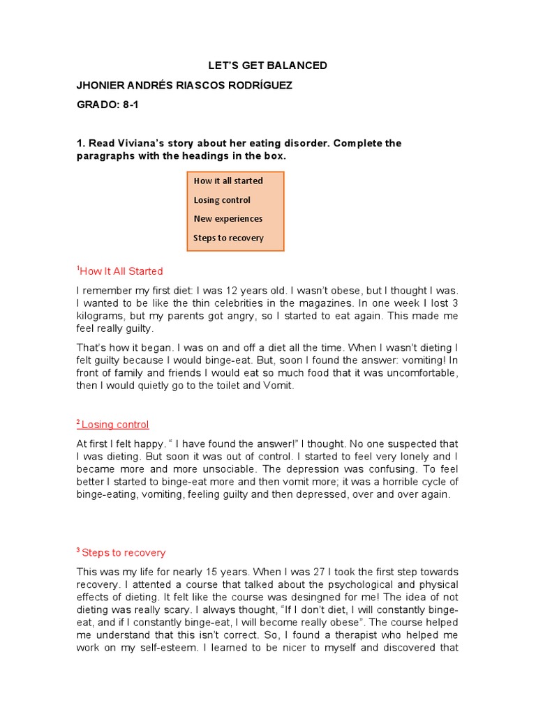 Tarea de Ingles Jhonier Andres Riascos | PDF | Mental Health ...