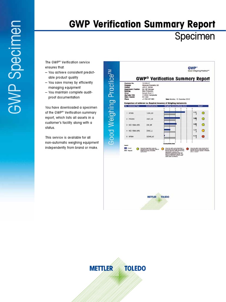 8 - Specimen - GWP - Verification Summary Report | PDF | Business