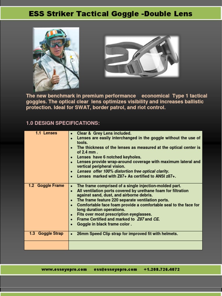 ESS STRIKER Tactical FD Goggle | PDF | Lens (Optics) | Polyurethane