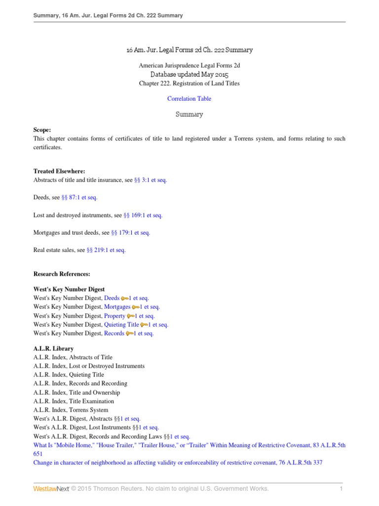 Scope:: 16 Am. Jur. Legal Forms 2d Ch. 222 Summary | PDF | Title (Property) | Mortgage Law