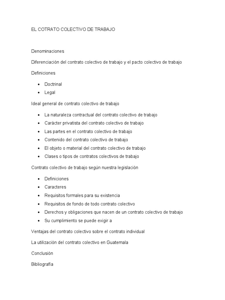 Contrato Colectivo de Trabajo | Descargar gratis PDF | Acuerdo colectivo | Sindicato