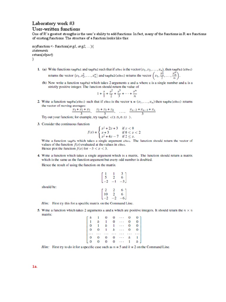 Laboratory Work #3 User-Written Functions: Statements | PDF