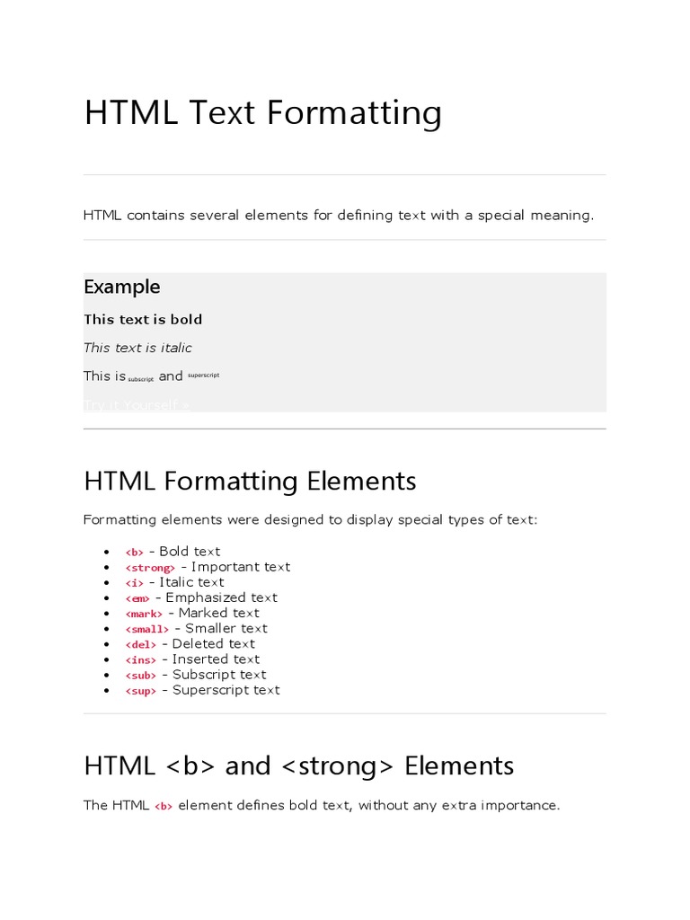 HTML Text Formatting | PDF