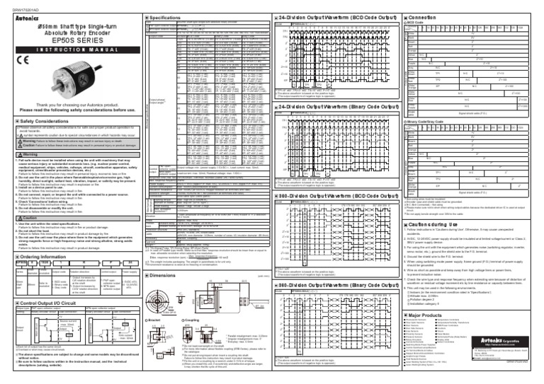 Ep50S Series: Ø50mm Shaft Type Single-Turn Absolute Rotary Encoder ...