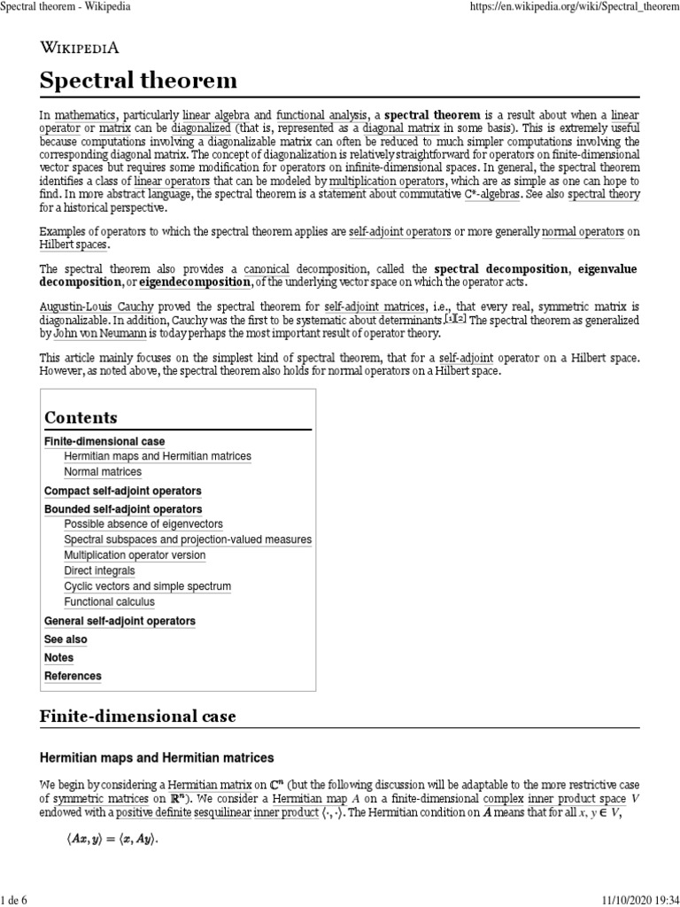 Spectral Theorem - Wikipedia | PDF | Operator (Mathematics ...