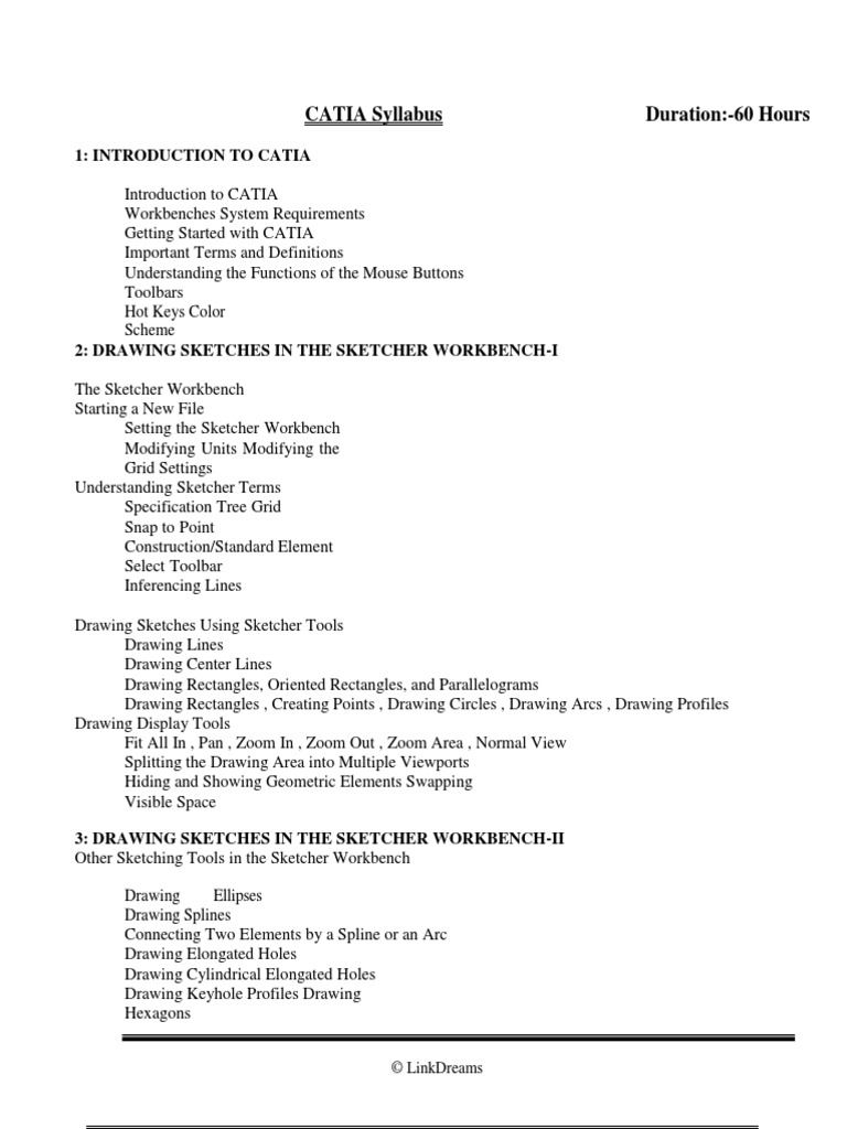 Catia Syllabus Duration:-60 Hours | PDF | Mechanical Engineering | Geometry