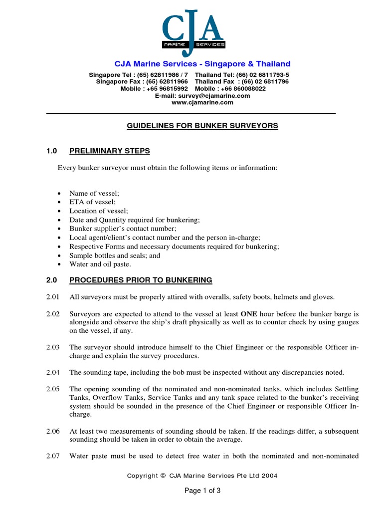 Guidelines For Bunker Surveyors | PDF | Fuel Oil | Oil Tanker