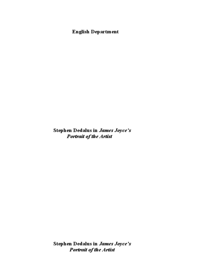 Stephen Dedalus in James Joyce's Portrait of The Artist | PDF | A ...