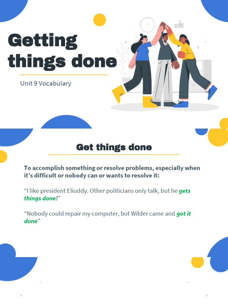 Getting Things Done: Unit 9 Vocabulary | PDF