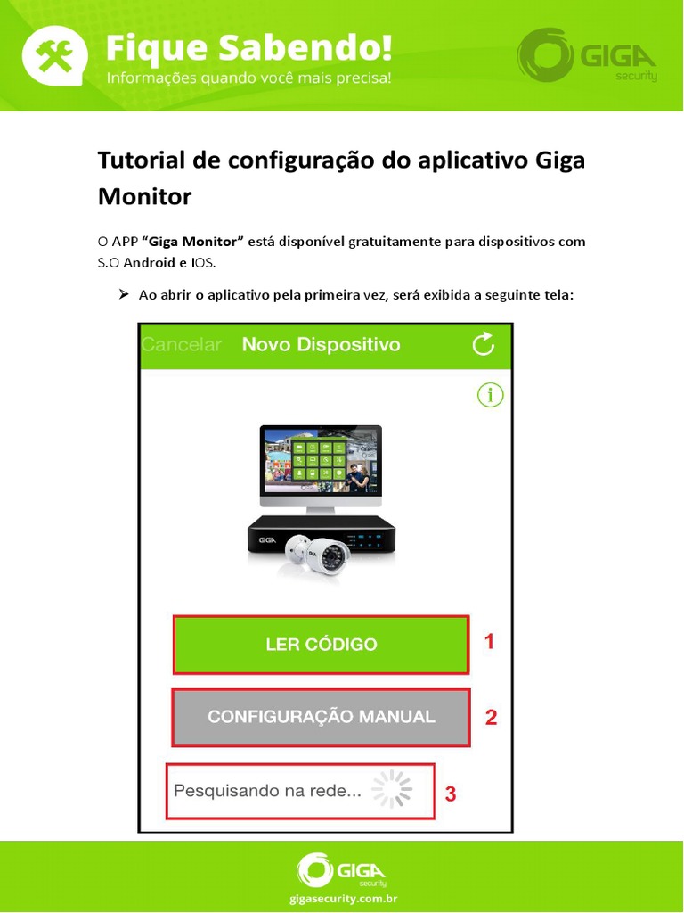 Tutorial do App Giga Monitor | PDF | Endereço de IP | Rede de computadores