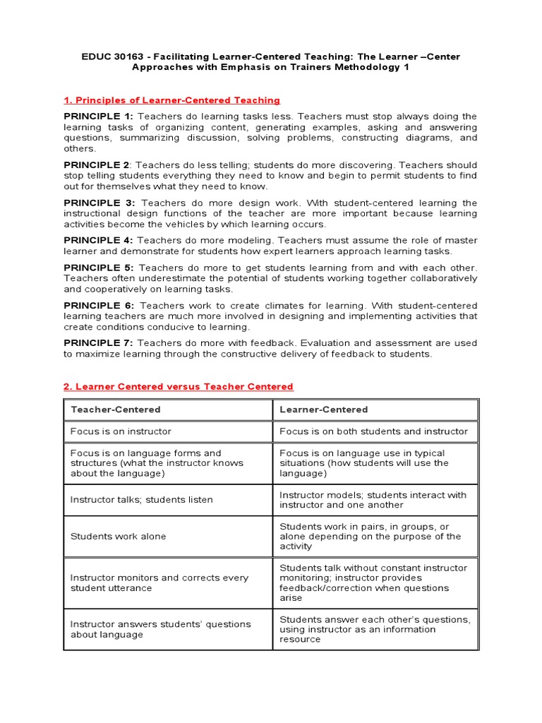 Learnered Centered Teaching Outline | PDF | Differentiated Instruction ...