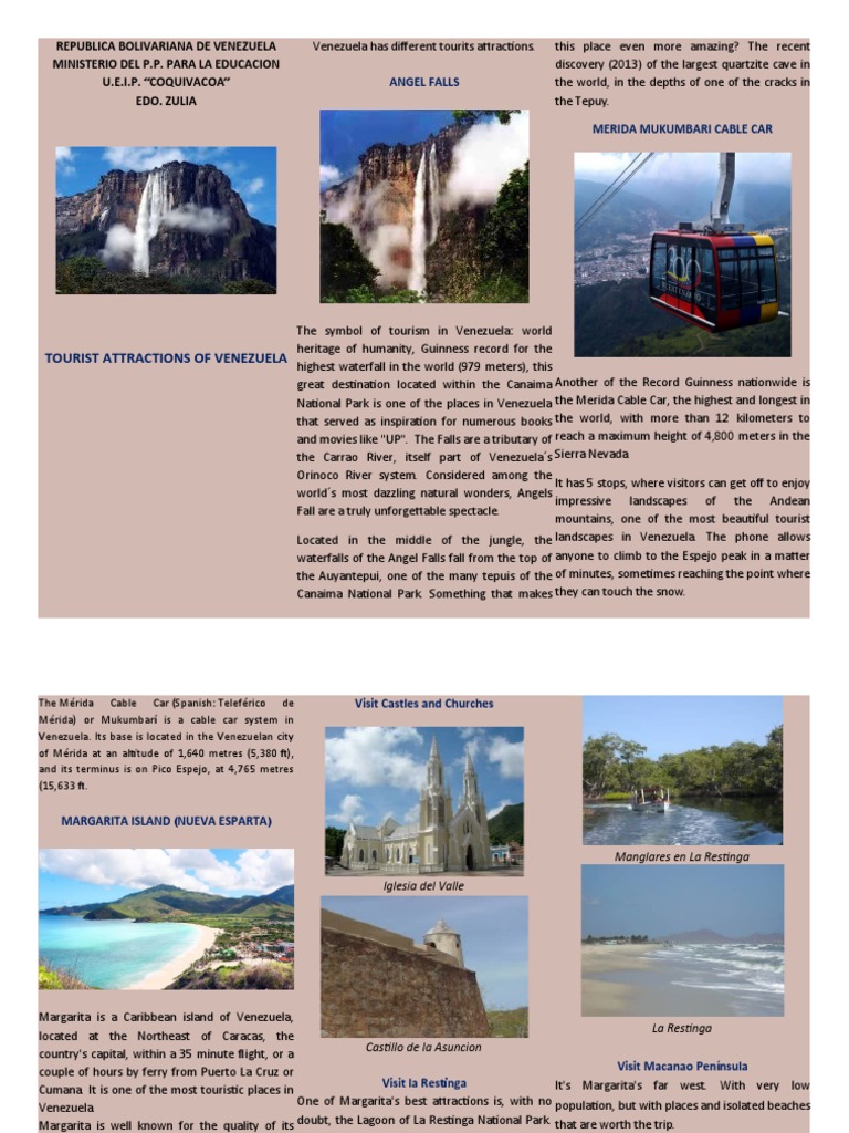 Tourist Attractions of Venezuela | PDF | Leisure | Tourism