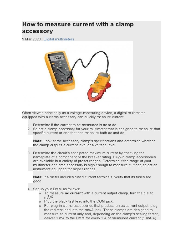 How To Measure Current With A Clamp Accessory | PDF | Power (Physics ...