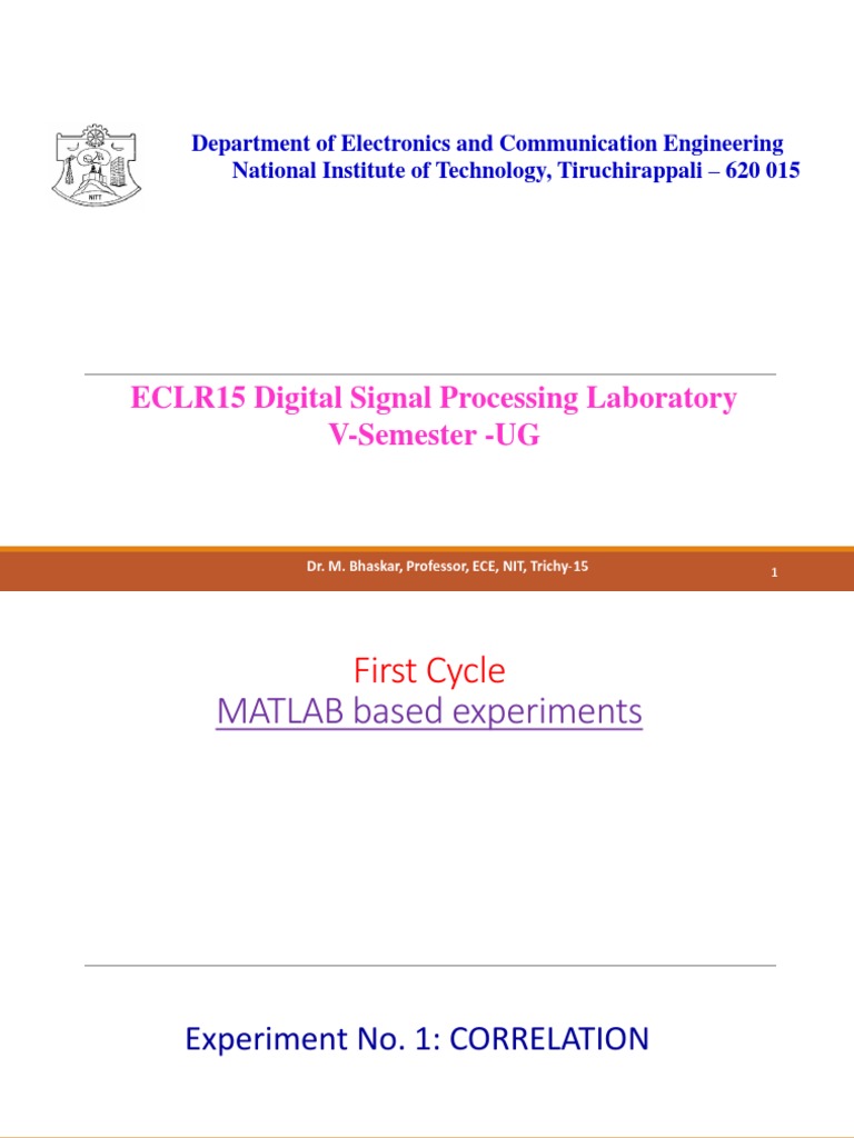 Correlation in Digital Signal Processing | PDF | Correlation And ...