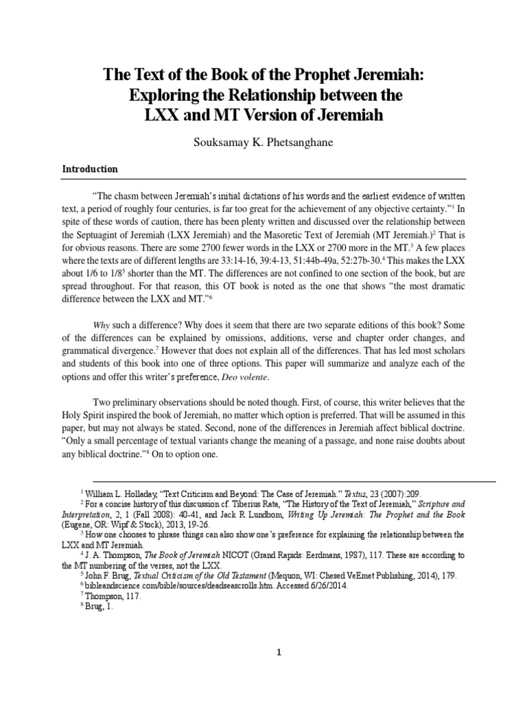 The Text of The Book of The Prophet Jere PDF | PDF | Septuagint | Hebrew Bible