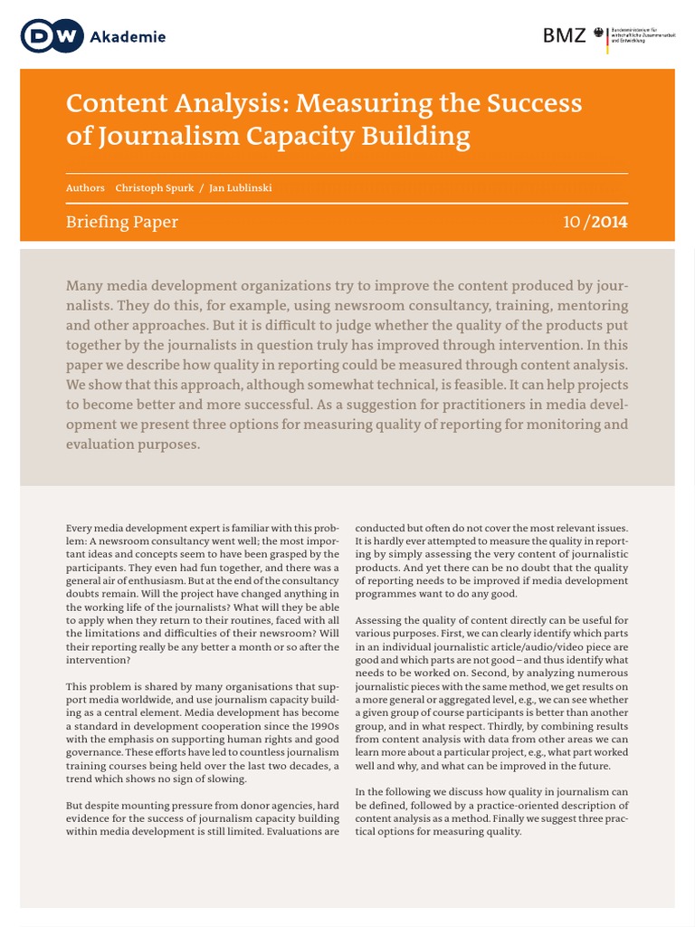Content Analysis: Measuring The Success of Journalism Capacity Building ...