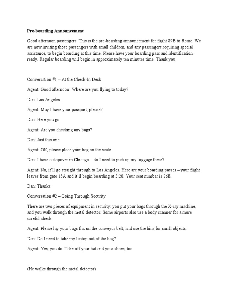 Pre-Boarding Announcement | PDF