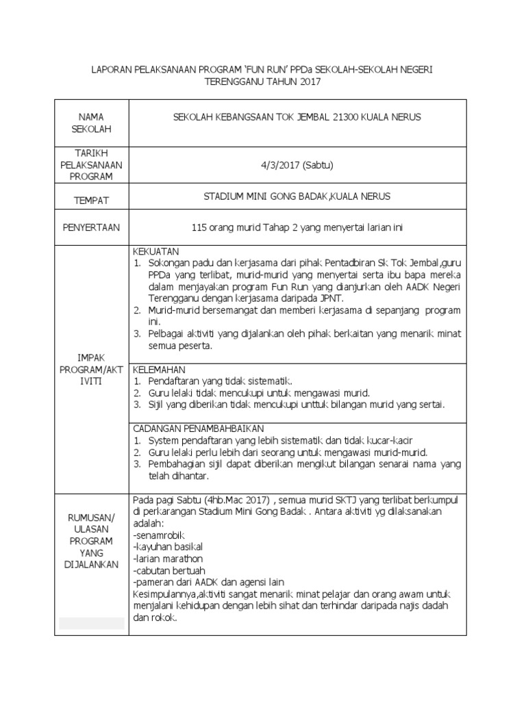 LAPORAN FUN RUN Ppda 17 | PDF
