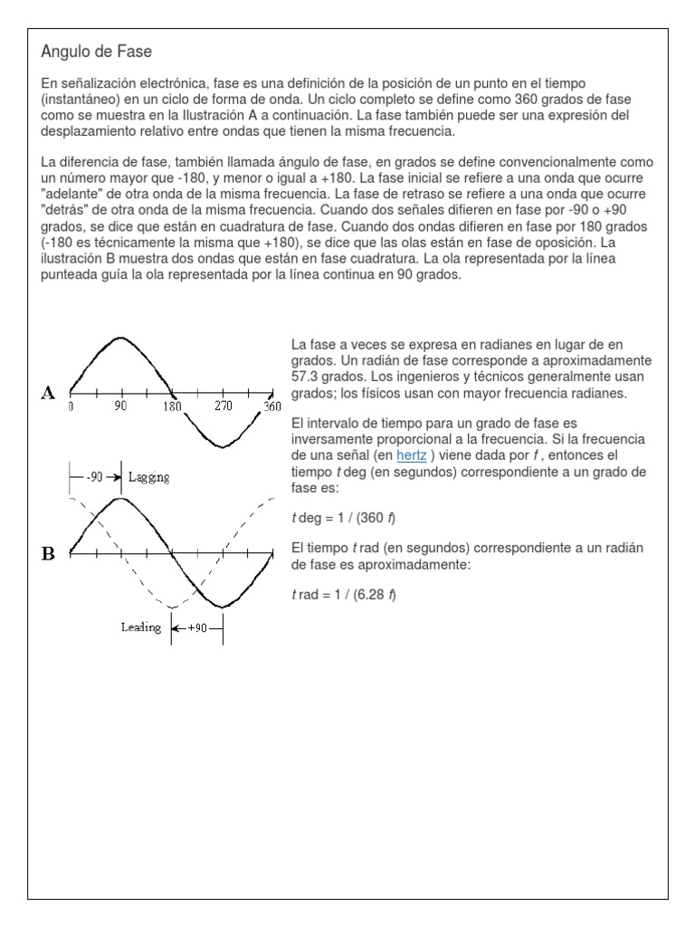 Angulo de Fase | PDF | Fase (ondas) | Frecuencia