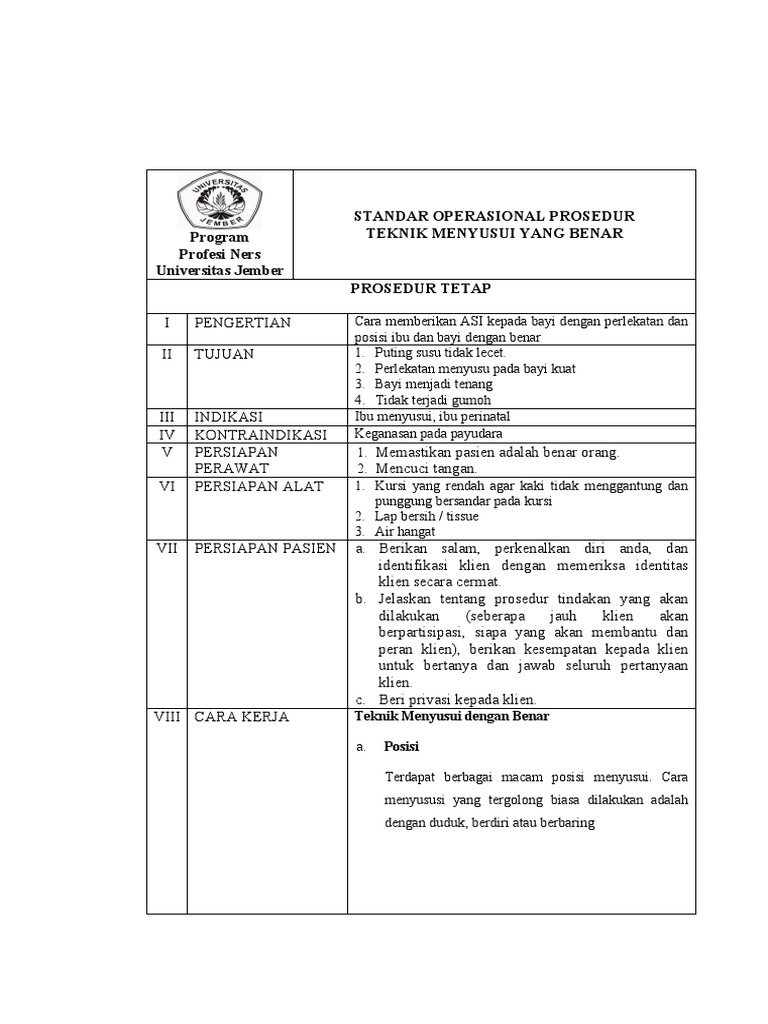 Sop Teknik Menyusui | PDF