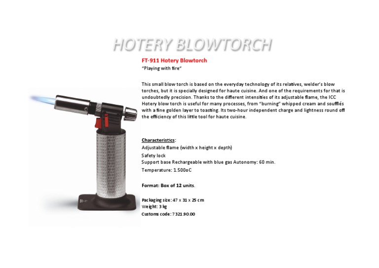 Hotery FT-911 Culinary Blowtorch | PDF