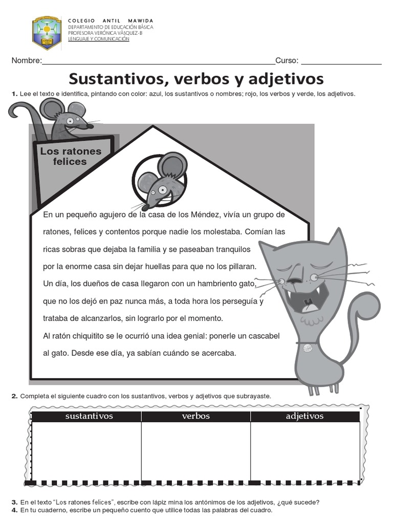 Sustantivos, Verbos y Adjetivos: Los Ratones Felices | PDF | Adverbio ...