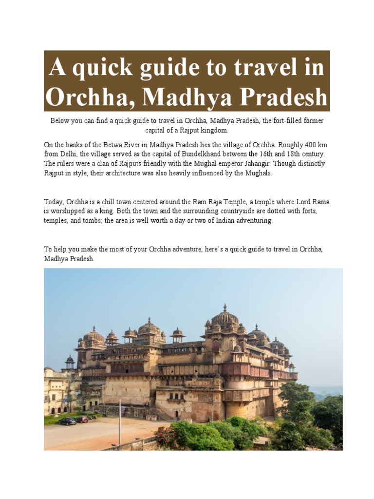 A Quick Guide To Travel in Orchha | PDF | Hotel And Accommodation | Sikhism