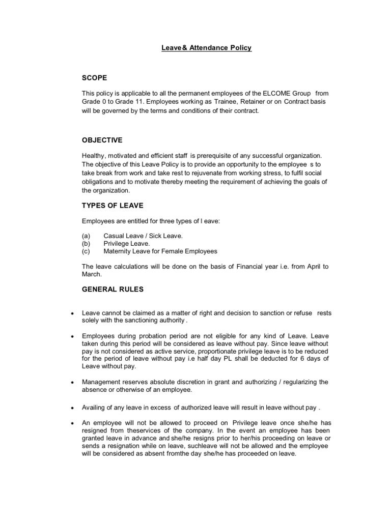 Leave Policy | PDF | Parental Leave | Employment