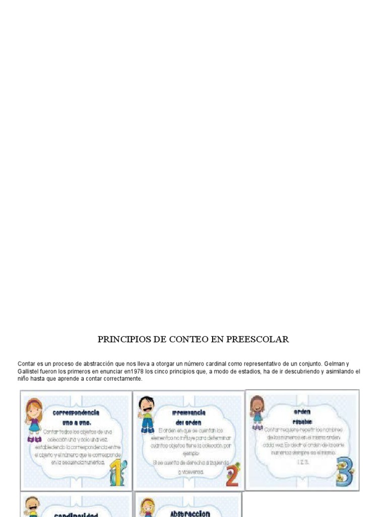 Principios de Conteo en Preescolar | PDF