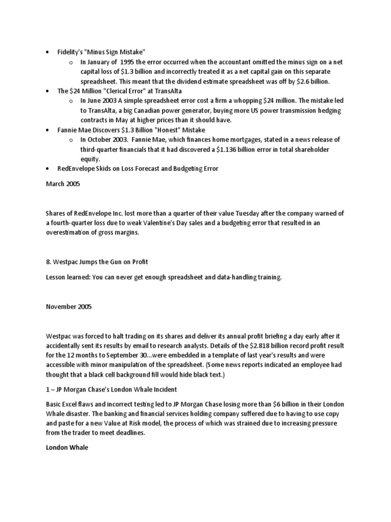 Spreadsheet Errors Costing Billions | PDF | Fannie Mae | Financial Services