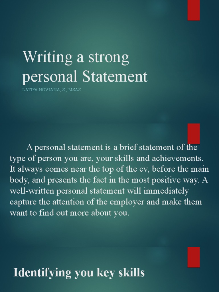 Writing A Strong Personal Statement | PDF