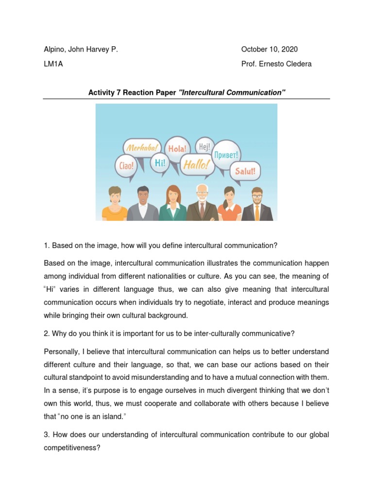 Activity 7 Reaction Paper "Intercultural Communication" | PDF