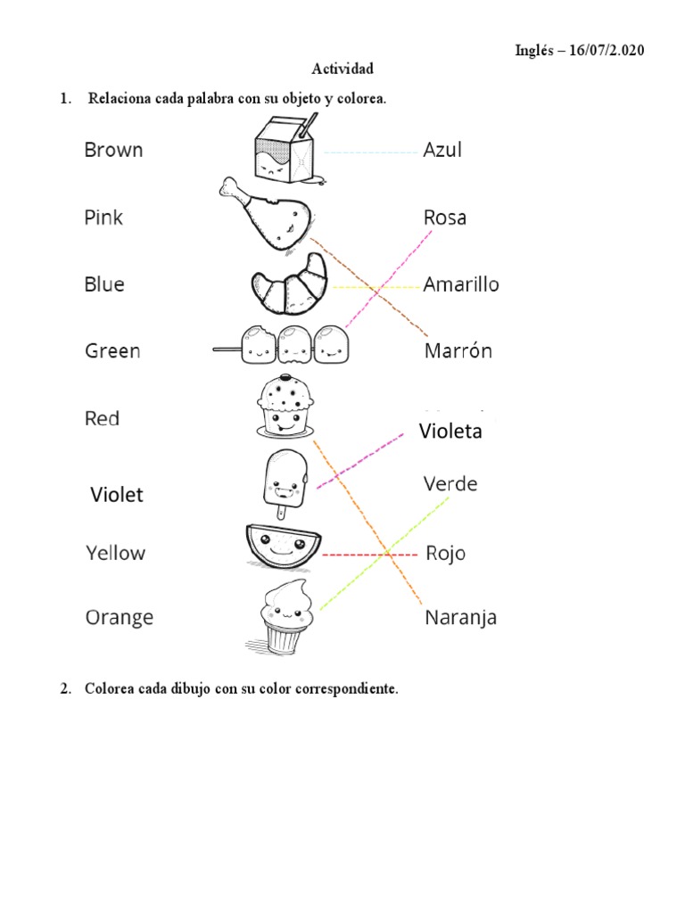 Actividad de Los Colores en Inglés | PDF