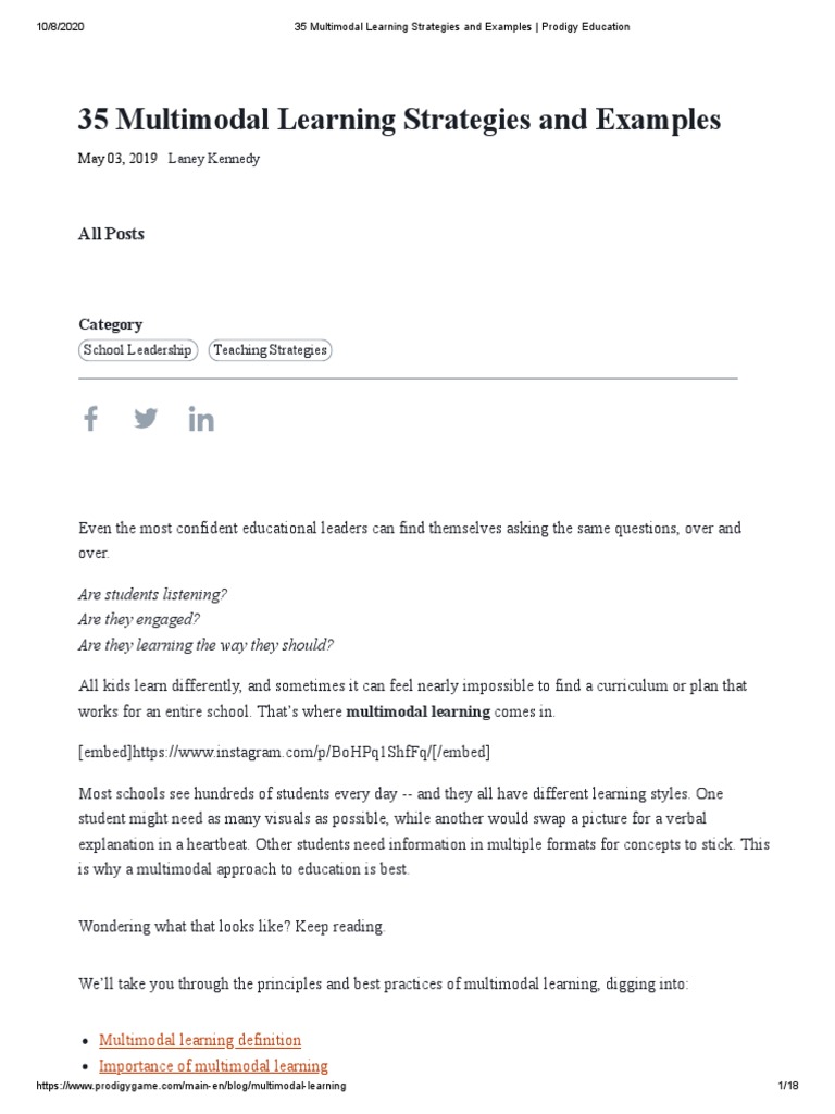 35 Multimodal Learning Strategies and Examples - Prodigy Education ...