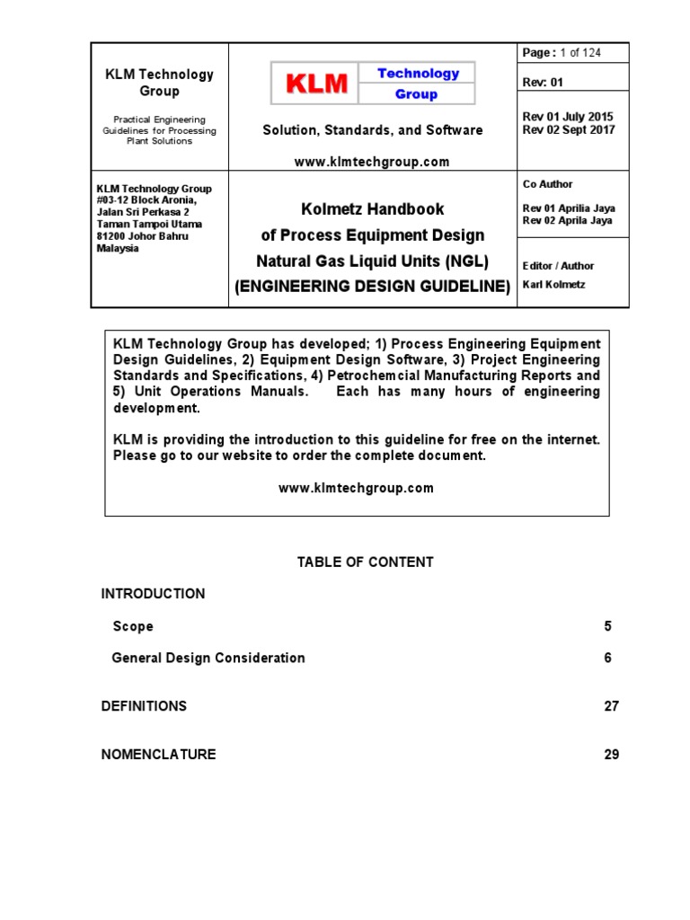 Kolmetz Handbook of Process Equipment Design Natural Gas Liquid Units ...