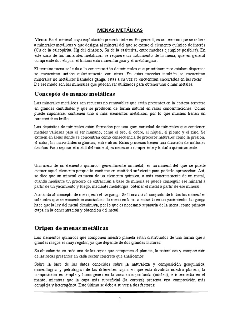 Menas Metálicas | PDF | Rieles | Cobre
