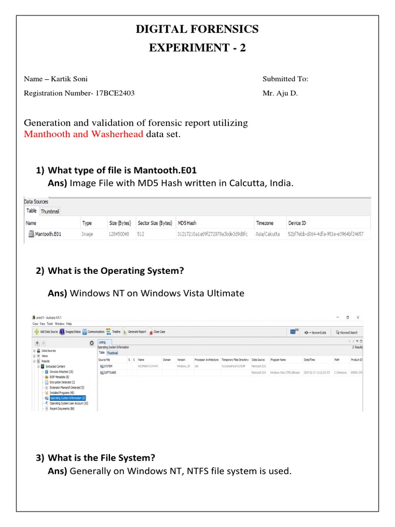 Digital Forensics Experiment - 2: Generation and Validation of Forensic ...