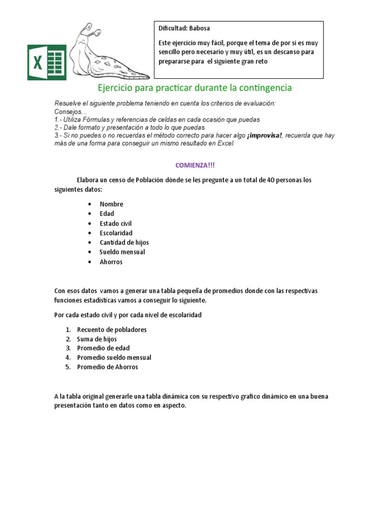 Ejercicio Básico de Excel para Practicar | PDF