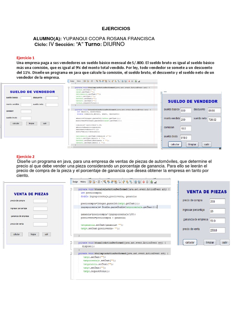 Ejercicios de Netbeans | PDF