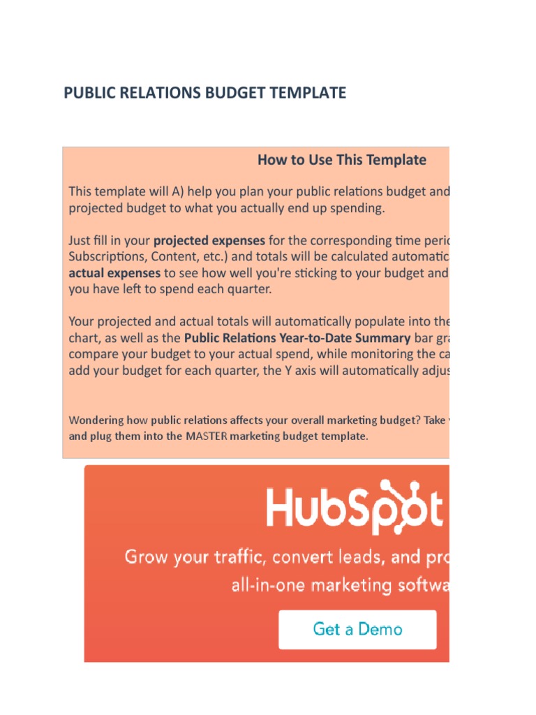 Public Relations Budget Template: How To Use This Template | PDF ...