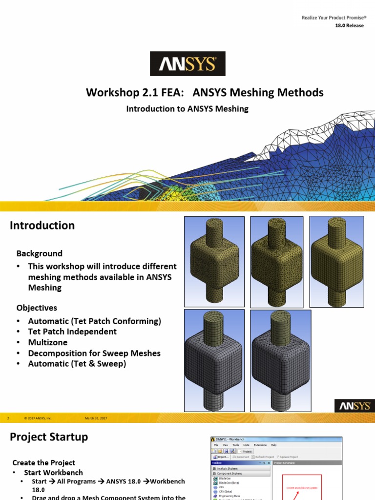 Workshop 2.1 FEA: ANSYS Meshing Methods | PDF | Tetrahedron | Computing