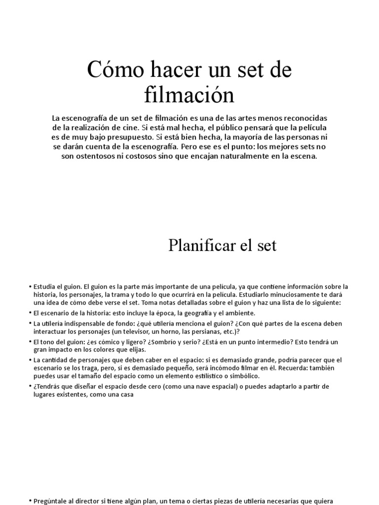 Cómo Hacer Un Set de Filmación | PDF | Cine | Teatro