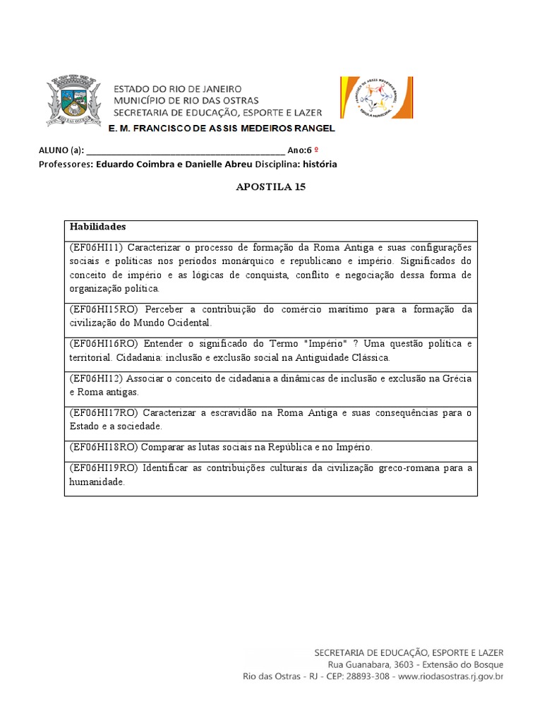 A origem lendária de Roma e as lutas entre plebeus e patrícios | PDF ...