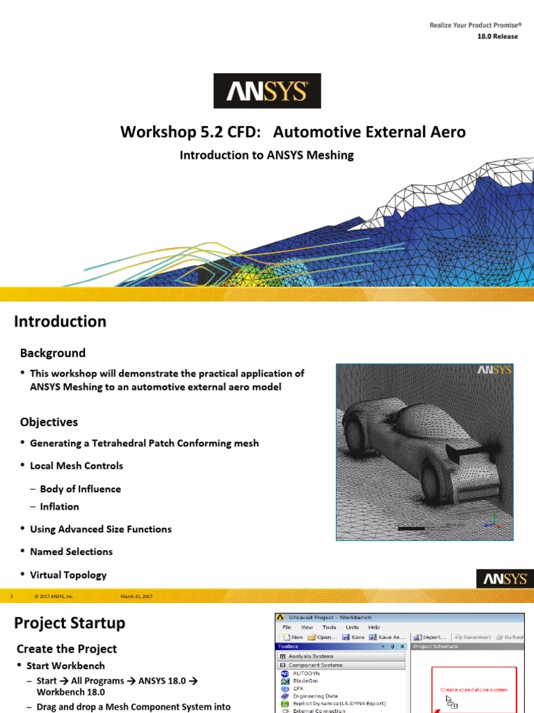 Workshop 5.2 CFD: Automotive External Aero: Introduction To ANSYS Meshing | PDF | Geometry ...