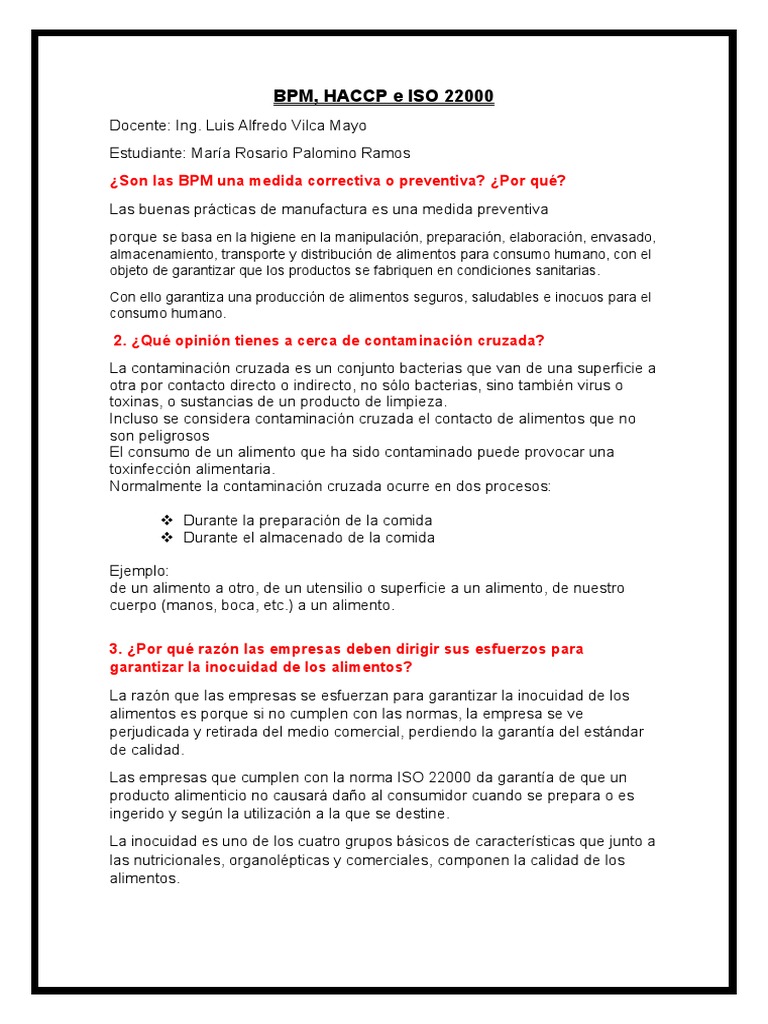 BPM, Haccp E Iso 22000: ¿Son Las BPM Una Medida Correctiva o Preventiva ...