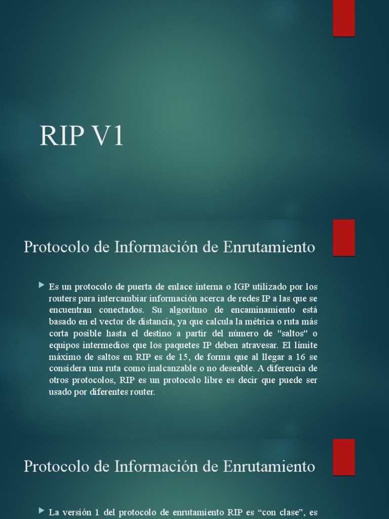 Protocolo de Enrutamiento - RIP V1 | PDF | Enrutador (Computación) | Protocolos de internet
