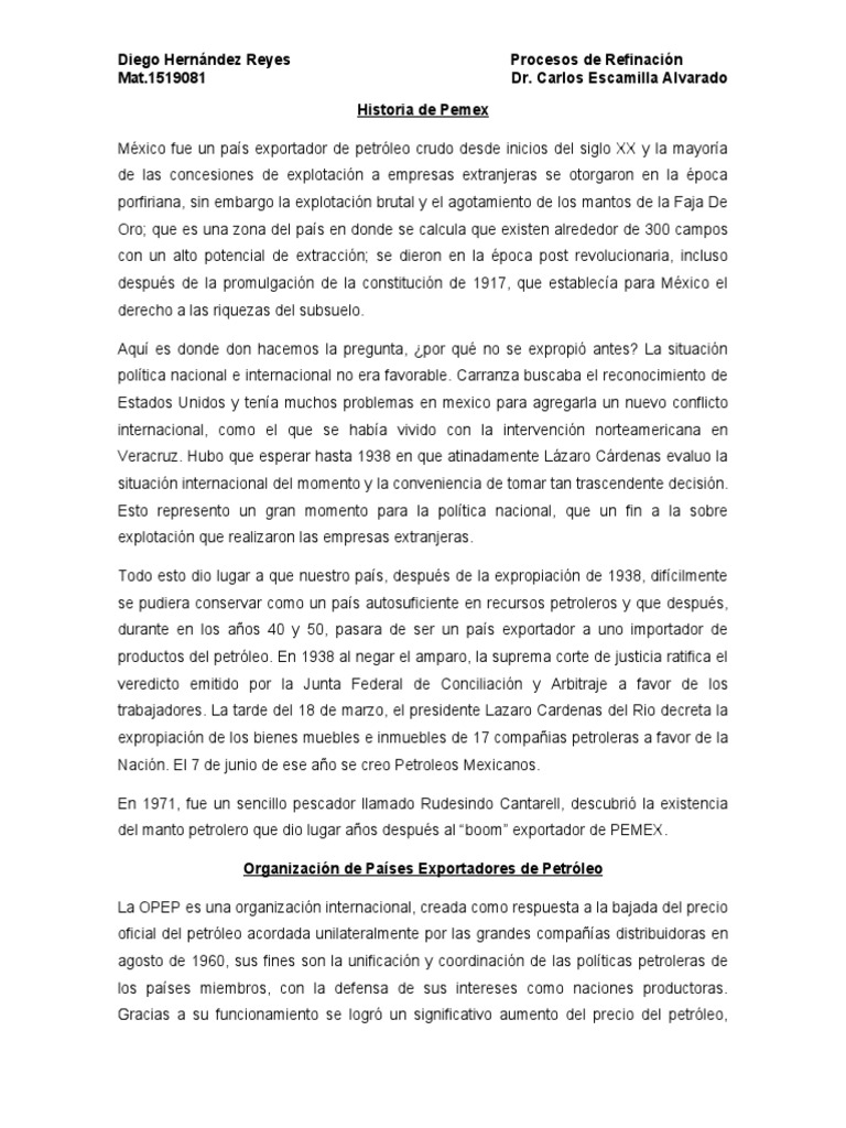 Historia de Pemex y su Expropiación | PDF | OPEP | Petróleo