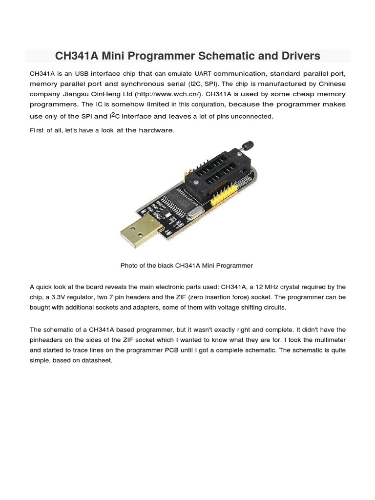 CH341A Mini Programmer Schematic and Drivers One Transistor PDF | PDF