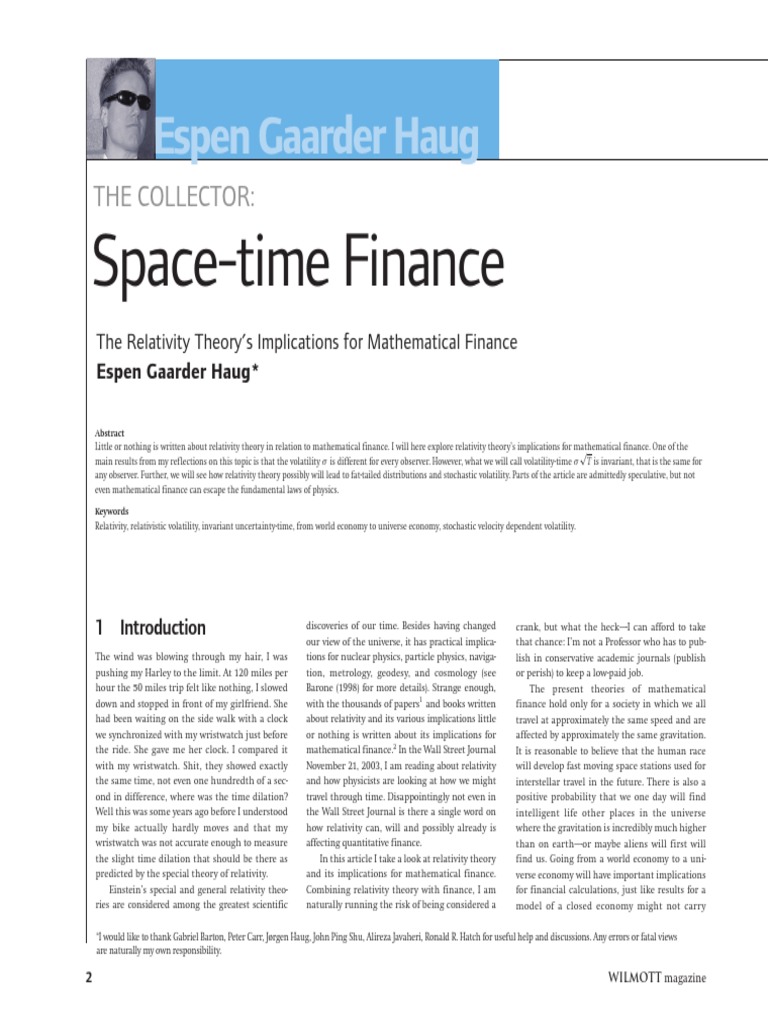 Espen Gaarder Haug: Space-Time Finance | PDF | Special Relativity | Spacetime