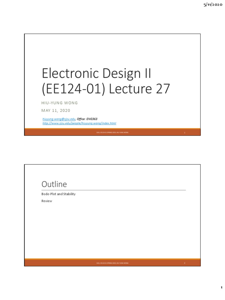 EE124 Lecture 27 Stability and Review May 11 Spring 2020 Annotated PDF | PDF | Electrical ...